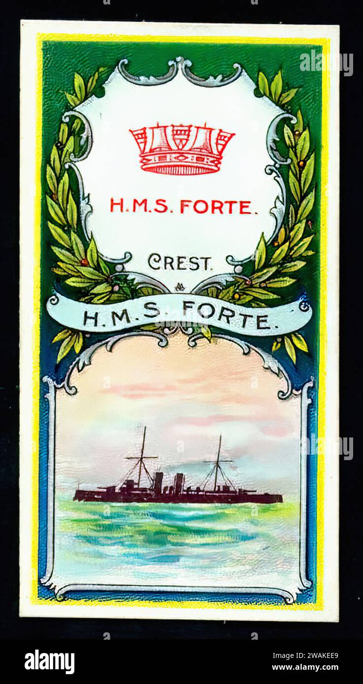 HMS Forte - Vintage Cigarette Card Illustration Stock Photo - Alamy