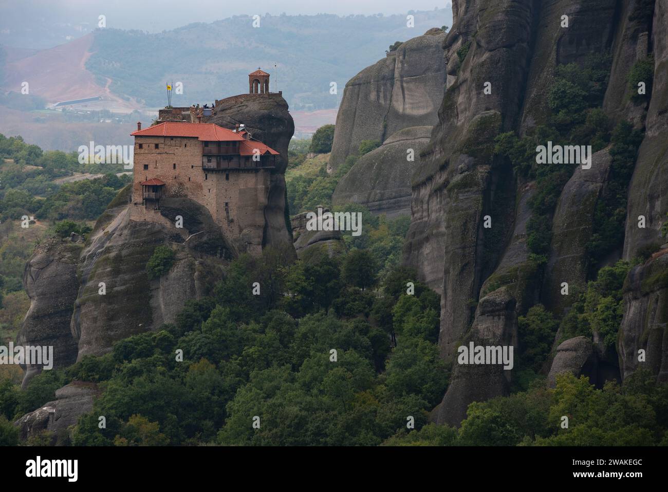 Monasteries at meteora kalampaka build on top of sandstone ridge Stock ...