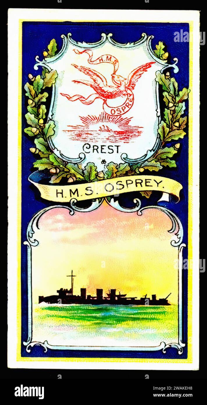 HMS Osprey - Vintage Cigarette Card Illustration Stock Photo - Alamy