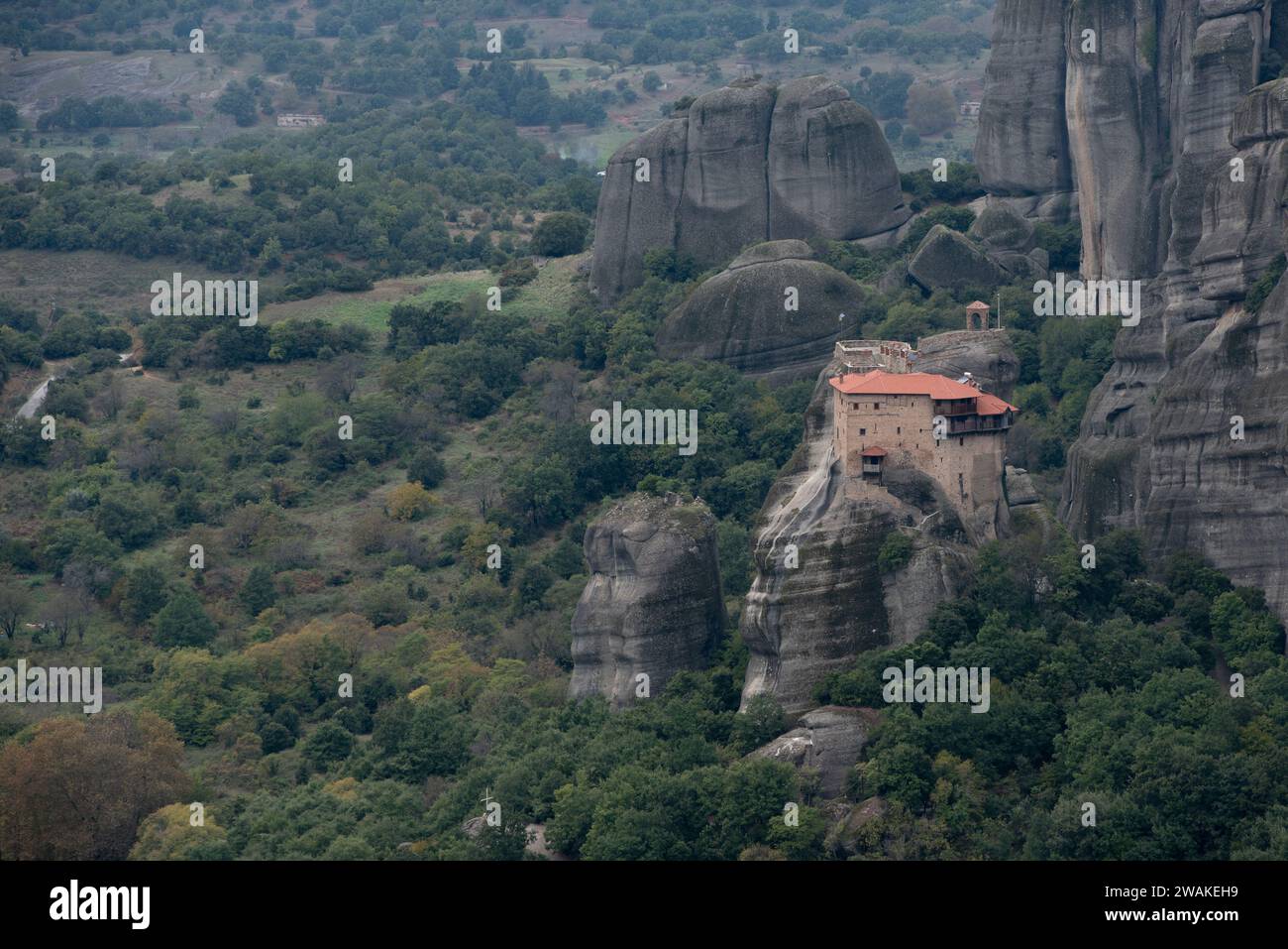 Monasteries at meteora kalampaka build on top of sandstone ridge Stock ...