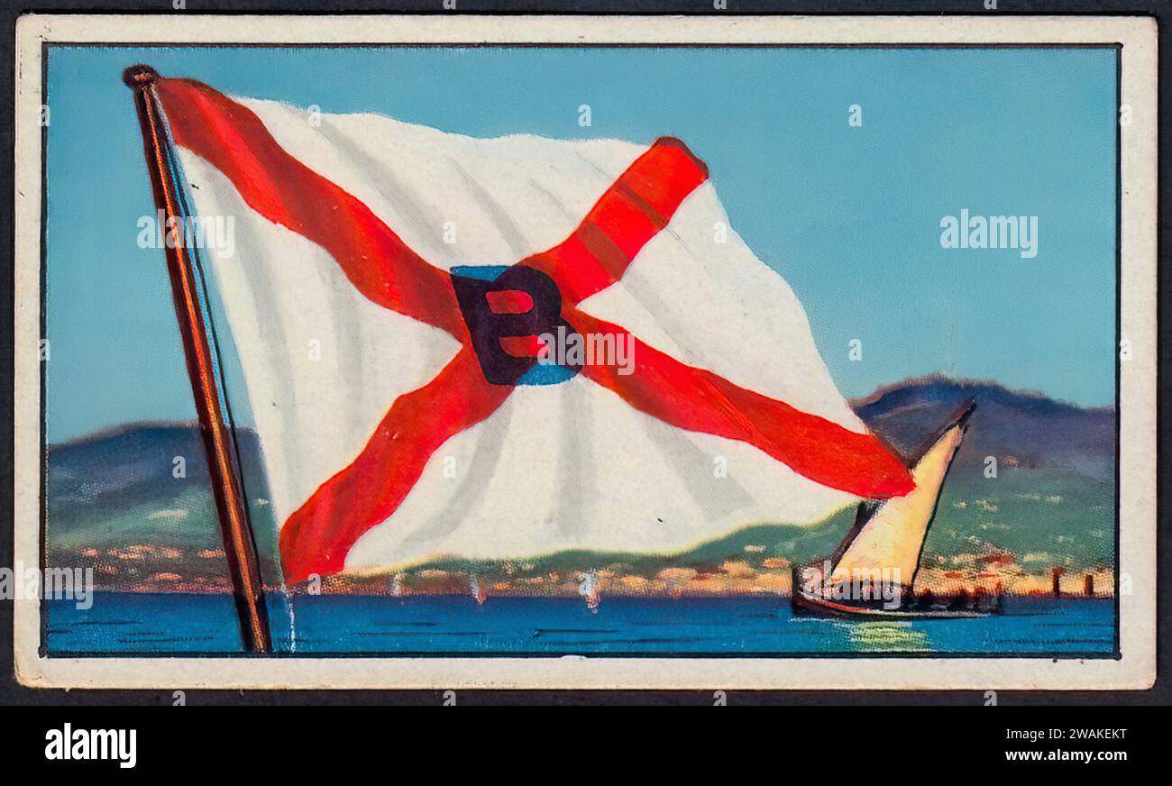 House Flag, Booth Steamship Company - Vintage German Cigarette Card ...