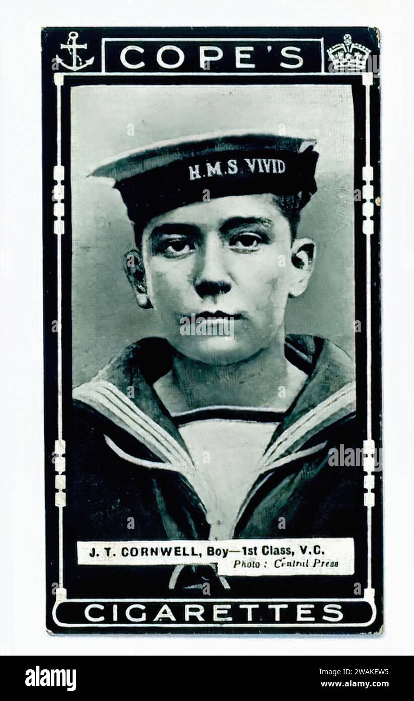 Jack Cornwell VC - Vintage Cigarette Card Illustration Stock Photo - Alamy