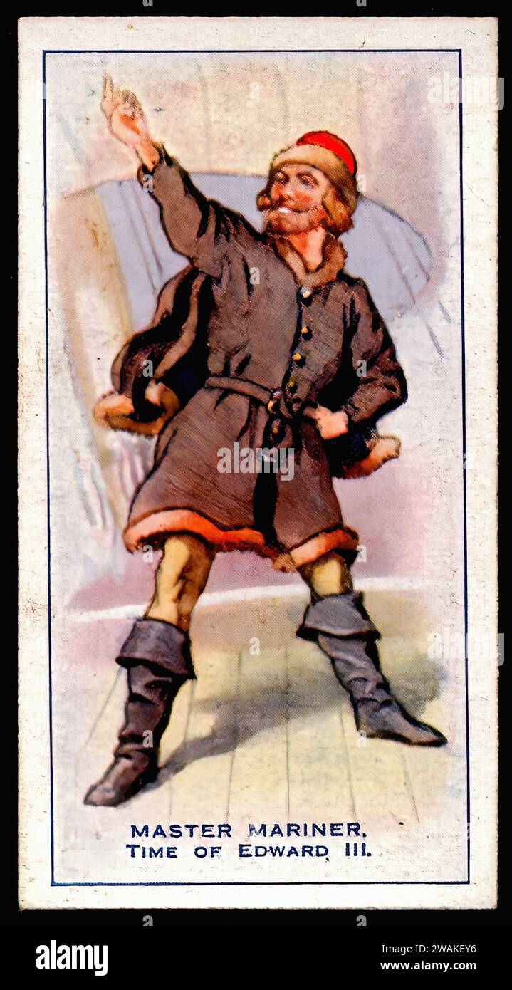 Master Mariner 14th Century - Vintage Cigarette Card Illustration Stock ...