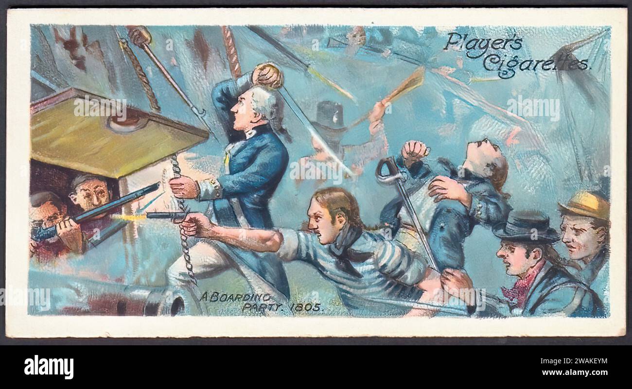 Naval Boarding Party, 1805 - Vintage Cigarette Card Illustration Stock ...