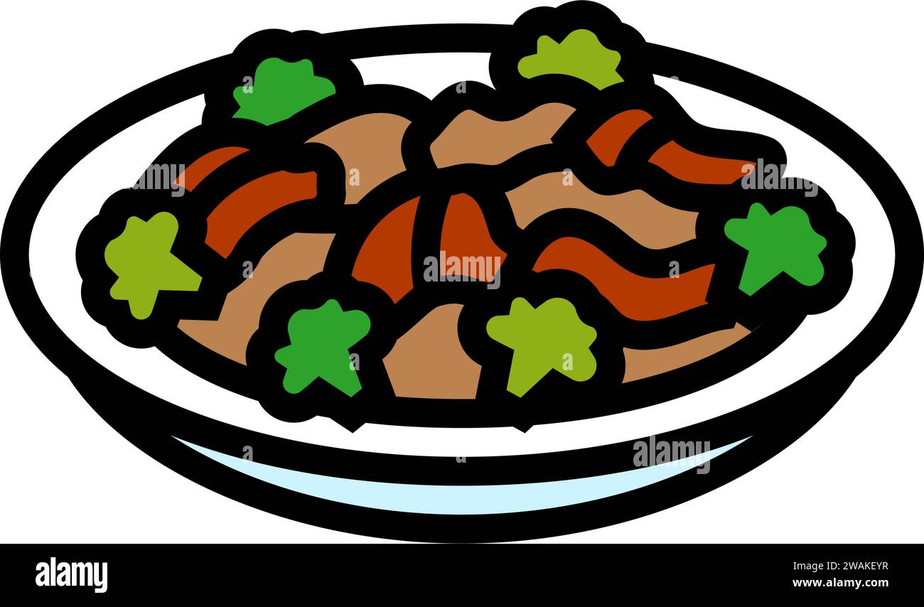 beef and broccoli chinese cuisine color icon vector illustration Stock ...