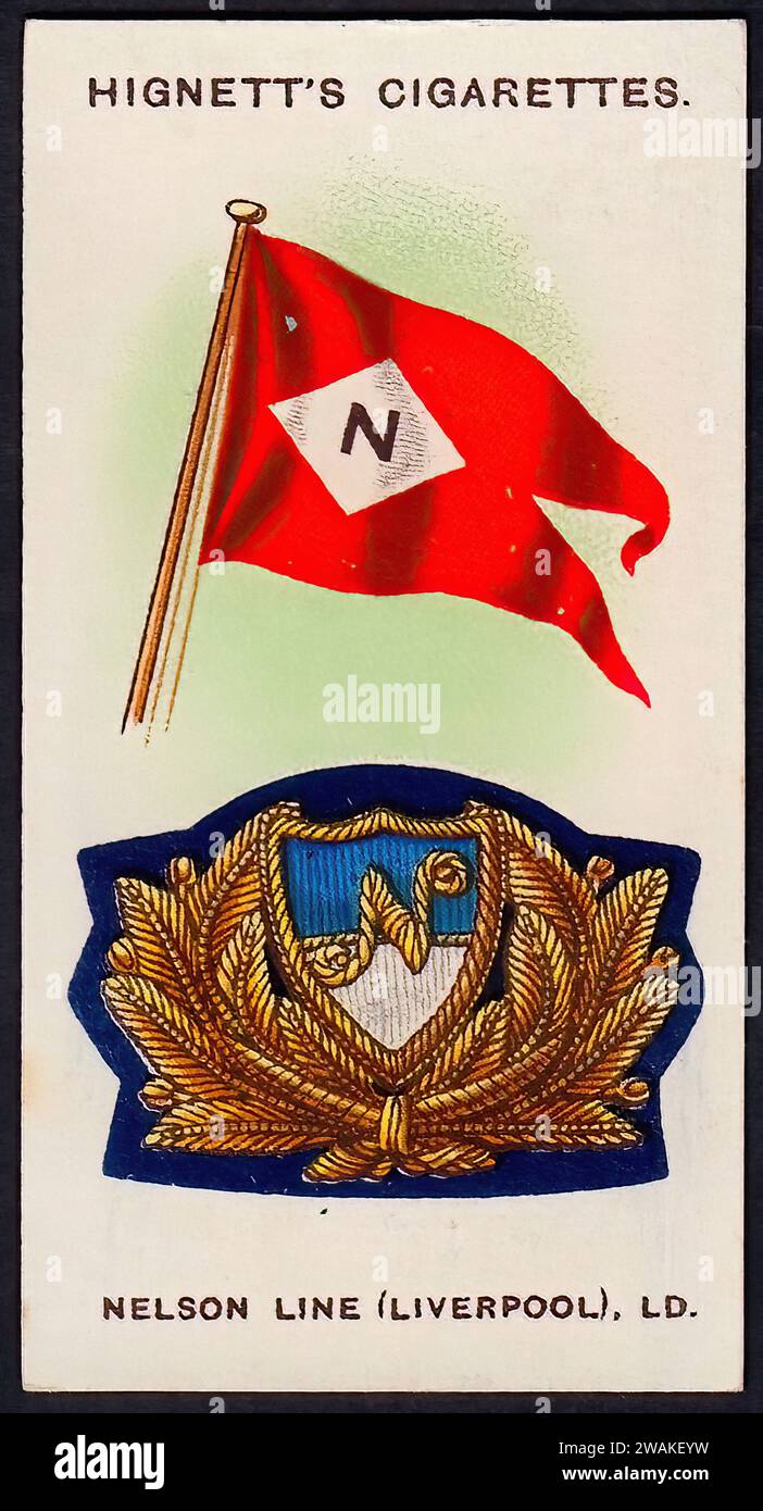 Nelson Line, Liverpool - Vintage Cigarette Card Illustration Stock ...