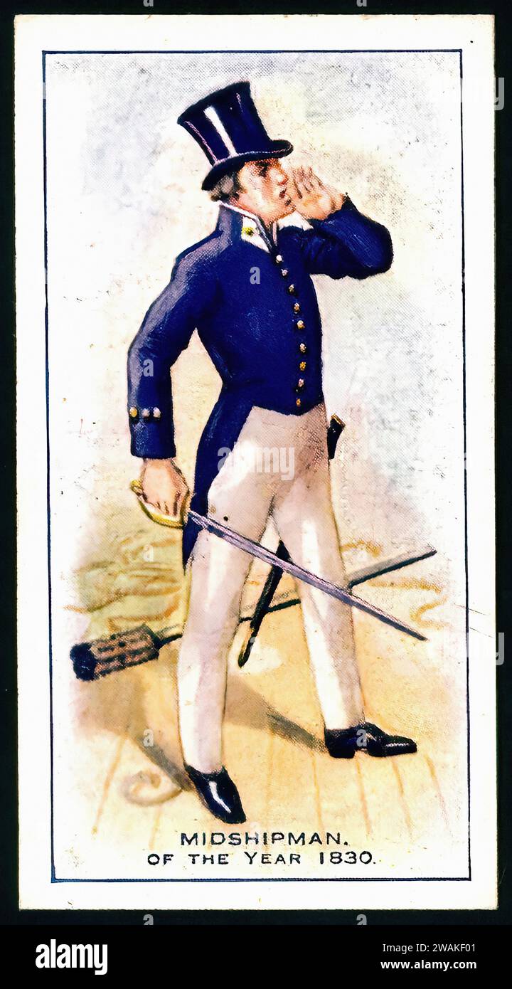 Midshipman, 1830 - Vintage Cigarette Card Illustration Stock Photo - Alamy