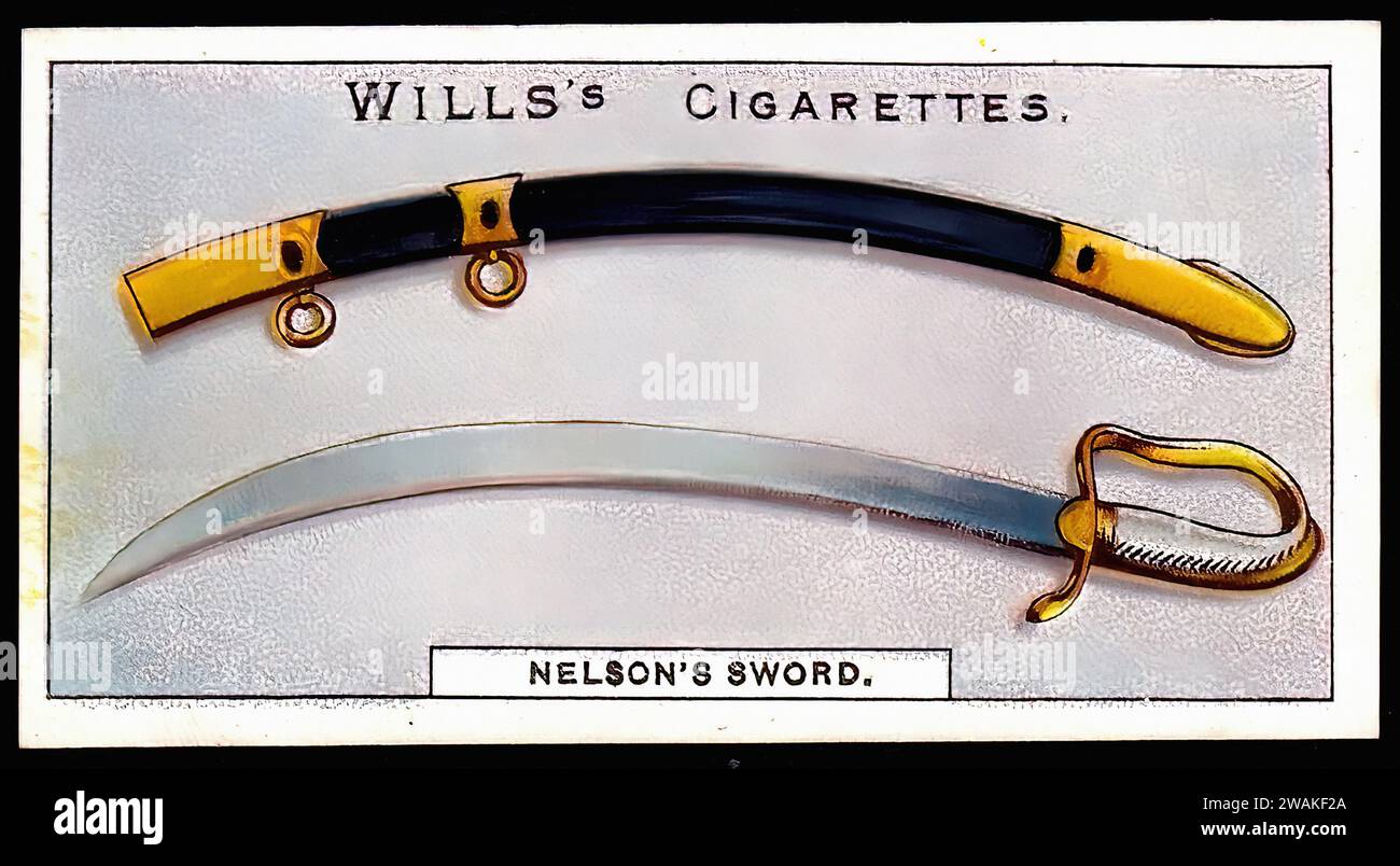 Nelson's Fighting Sword - Vintage Cigarette Card Illustration Stock ...