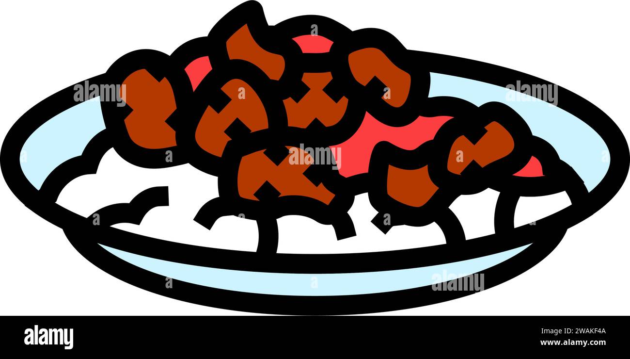 sesame chicken chinese cuisine color icon vector illustration Stock ...