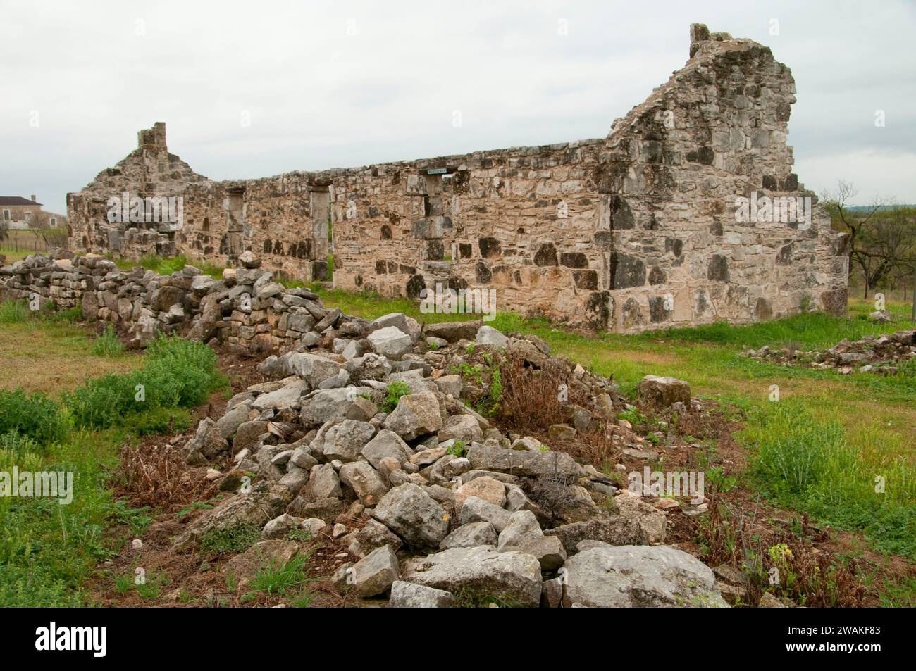 Barracks wall ruin, Fort McKavett State Historic Site, Texas Stock ...