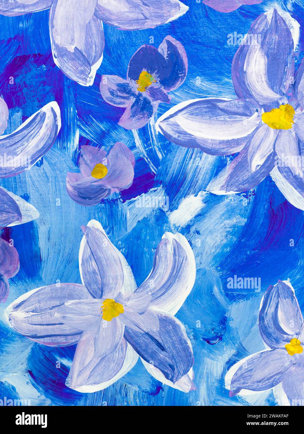 Abstract flowers, original hand drawn, impressionism style, color ...