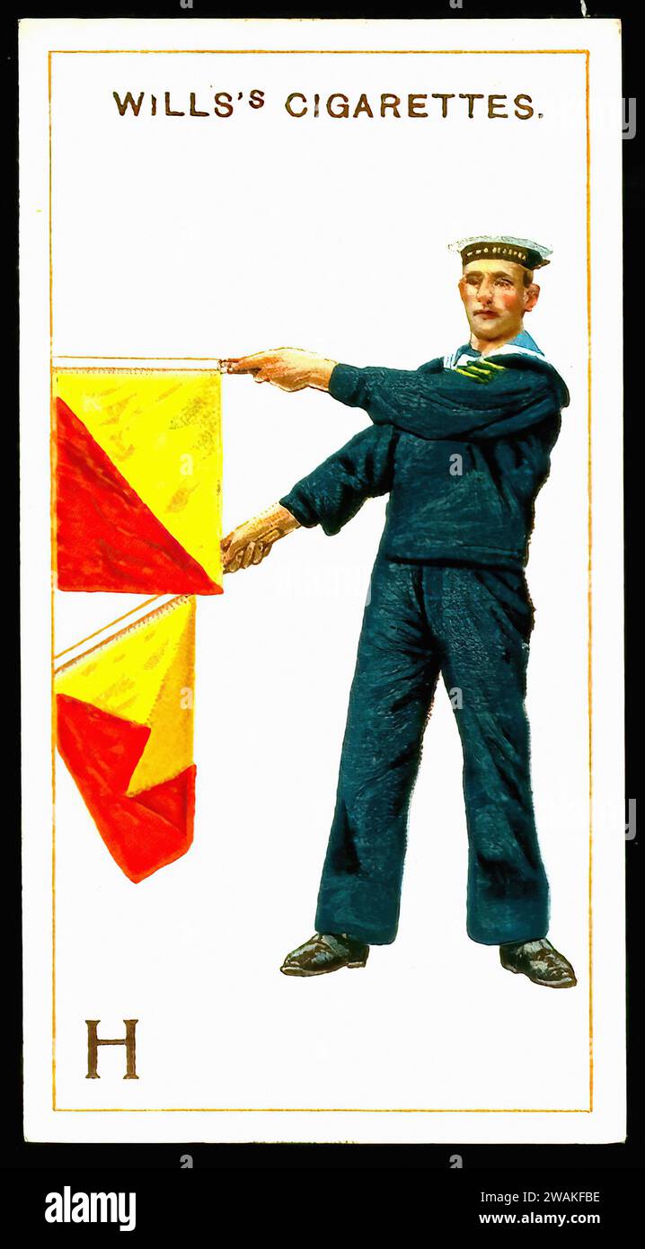 Semaphore H - Vintage Cigarette Card Illustration Stock Photo - Alamy