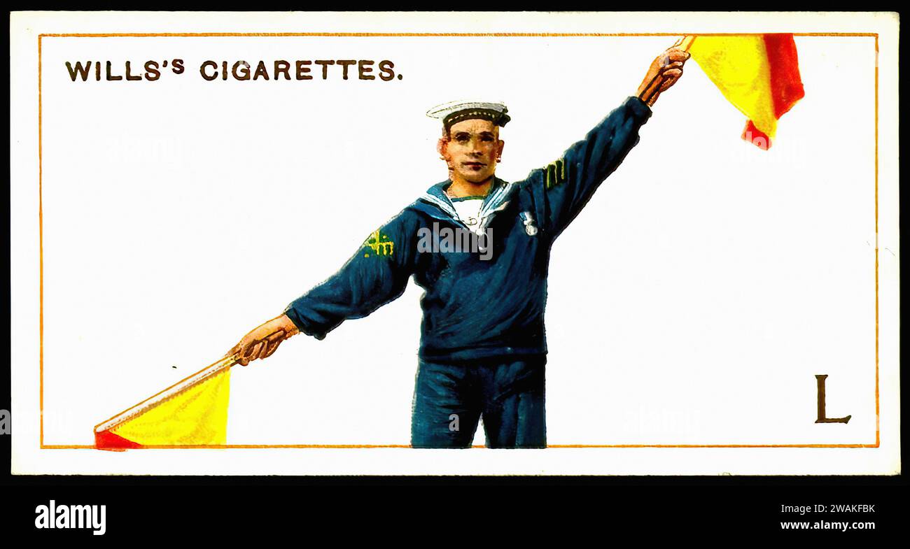 Semaphore L - Vintage Cigarette Card Illustration Stock Photo - Alamy