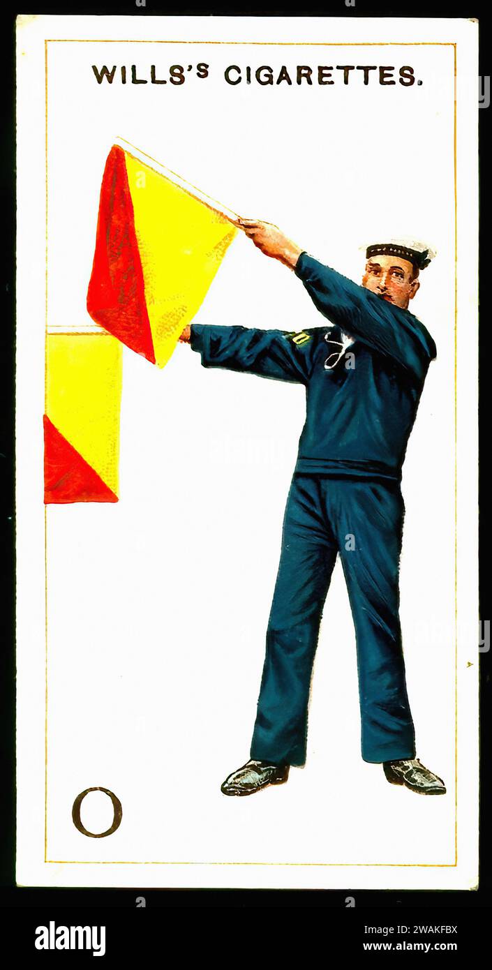 Semaphore O - Vintage Cigarette Card Illustration Stock Photo - Alamy
