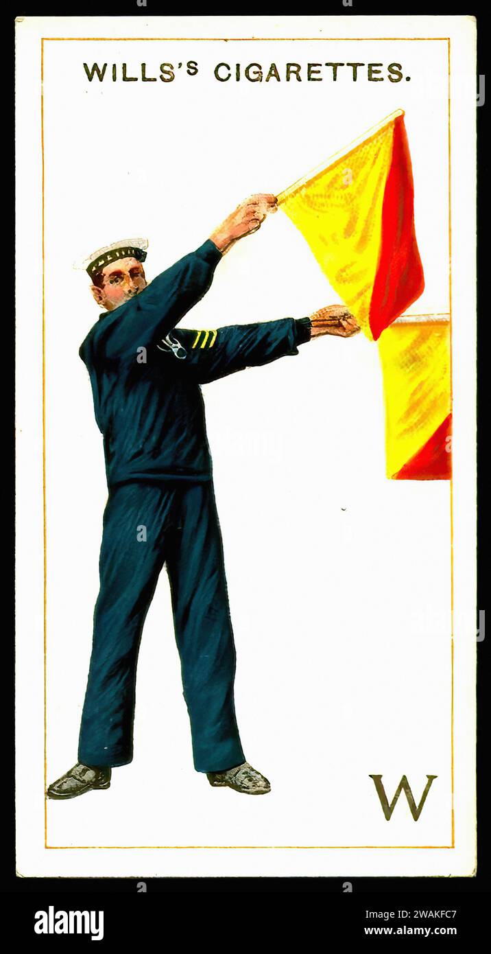 Semaphore Signalling W - Vintage Cigarette Card Illustration Stock ...