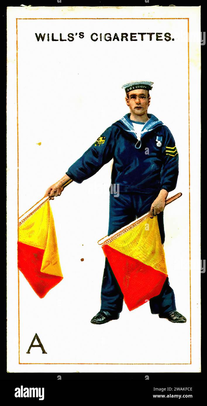 Semaphore Signalling A - Vintage Cigarette Card Illustration Stock ...