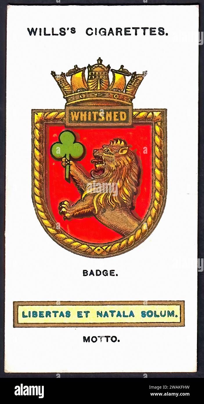 Ships Badge, HMS Whitshed - Vintage Cigarette Card Illustration Stock ...