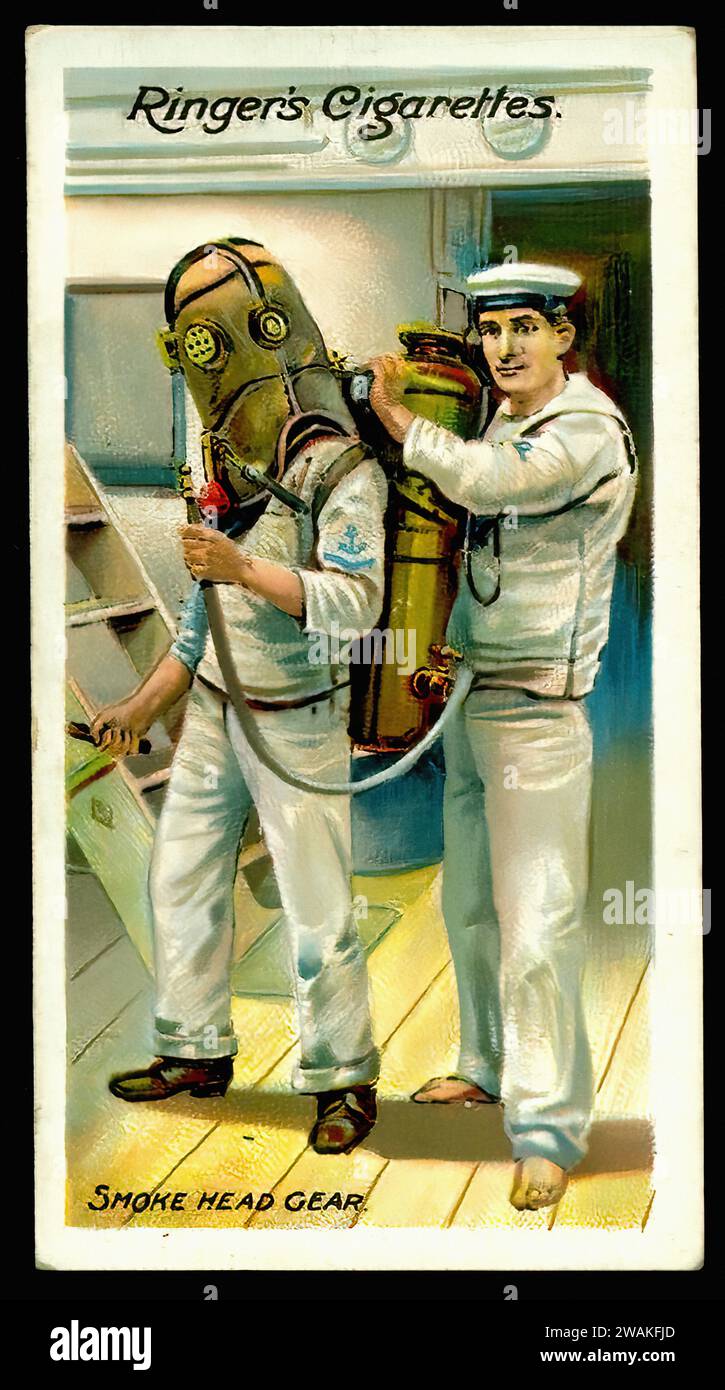 Smoke Head Gear 00001 - Vintage Cigarette Card Illustration Stock Photo ...