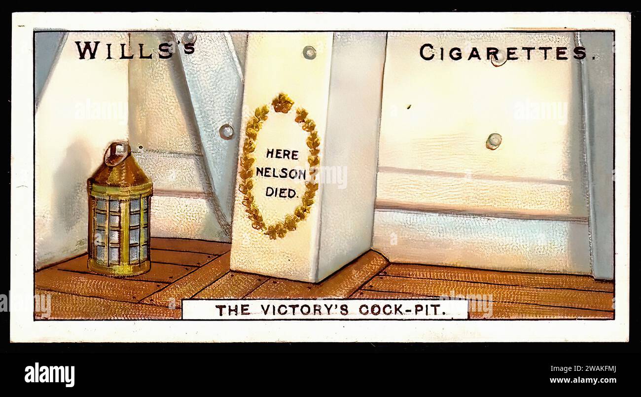 The Spot Where Nelson Died - Vintage Cigarette Card Illustration Stock ...