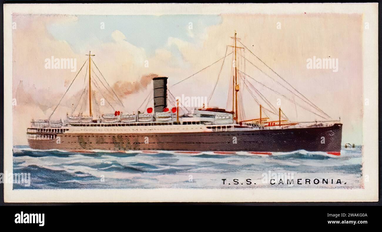 Anchor Liner, Cameronia - Vintage Cigarette Card Illustration Stock ...