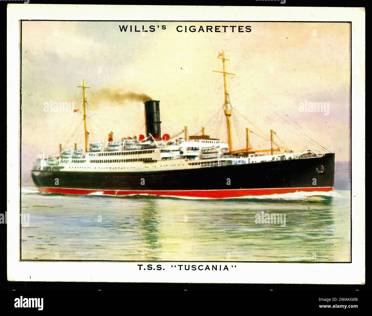Anchor Liner Tuscania - Vintage Cigarette Card Illustration Stock Photo ...