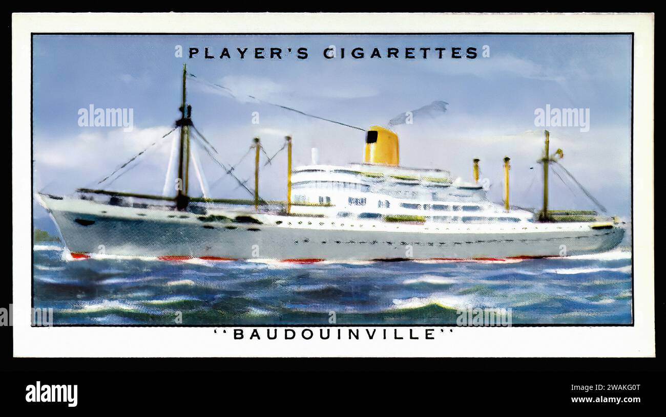 Belgian Liner Baudouinville - Vintage Cigarette Card Illustration Stock ...
