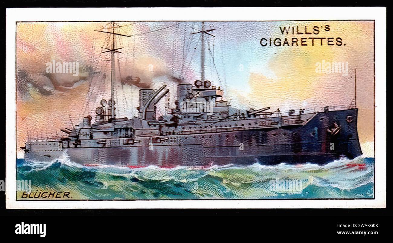 Blucher, German Heavy Cruiser - Vintage Cigarette Card Illustration ...