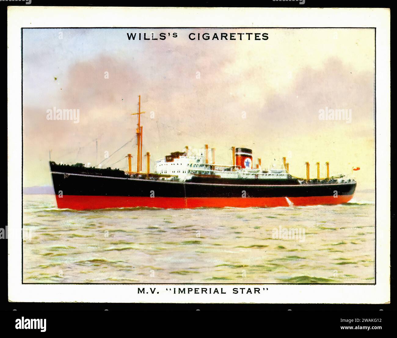 Blue Star Liner Imperial Star - Vintage Cigarette Card Illustration ...