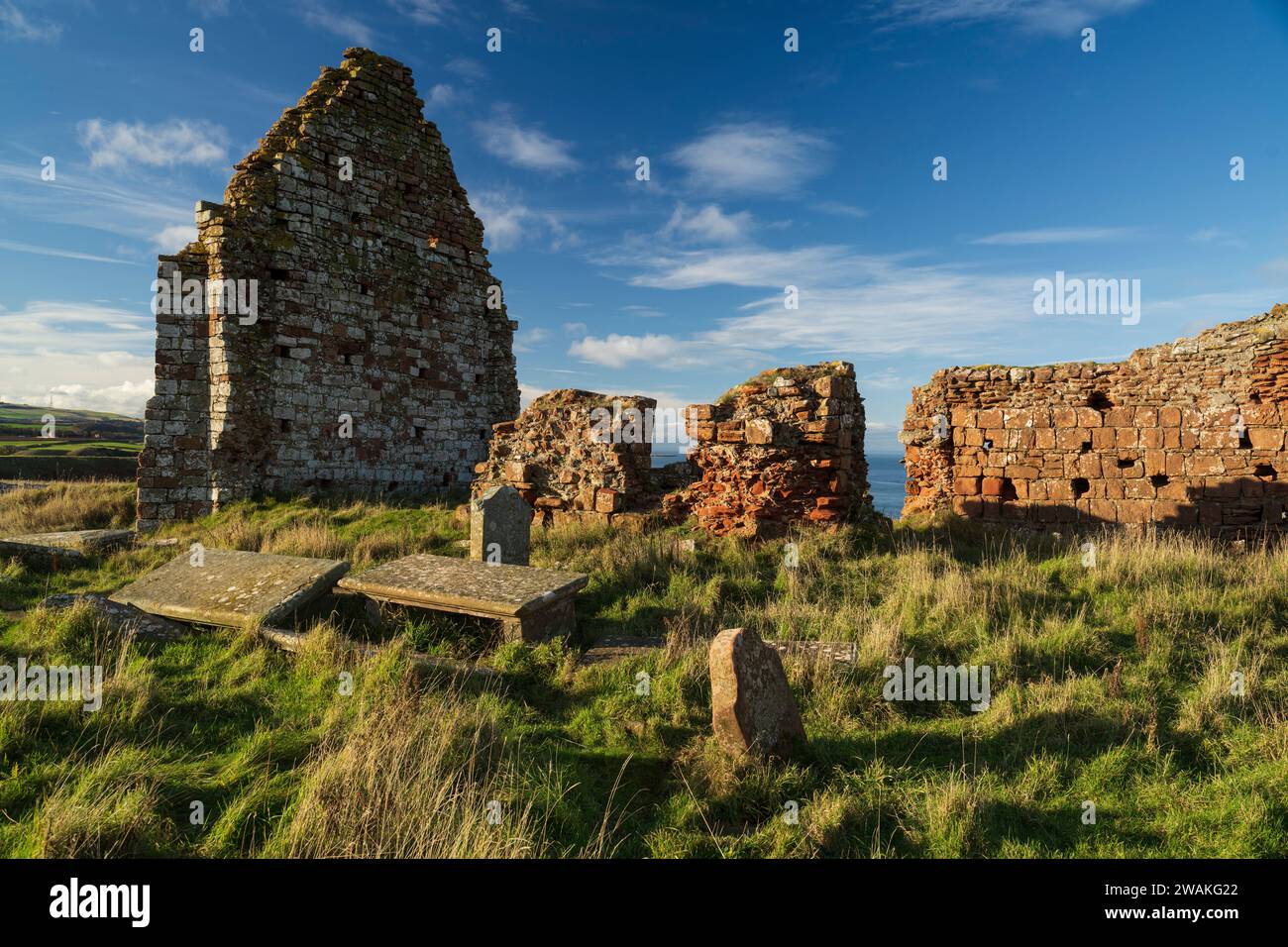 St Helens on the Lea, ruined church of Old Cambus at Siccar Point in ...