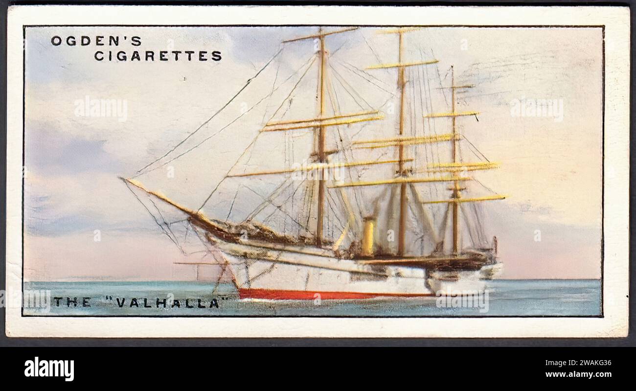 Auxillary Steam Yacht Valhalla - Vintage Cigarette Card Illustration ...