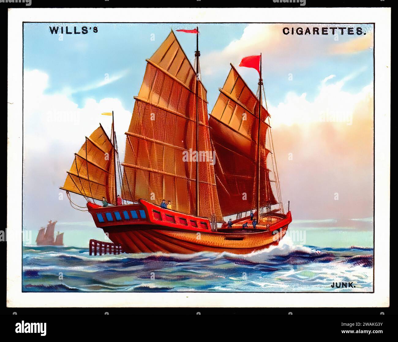 Chinese Junk - Vintage Cigarette Card Illustration Stock Photo - Alamy