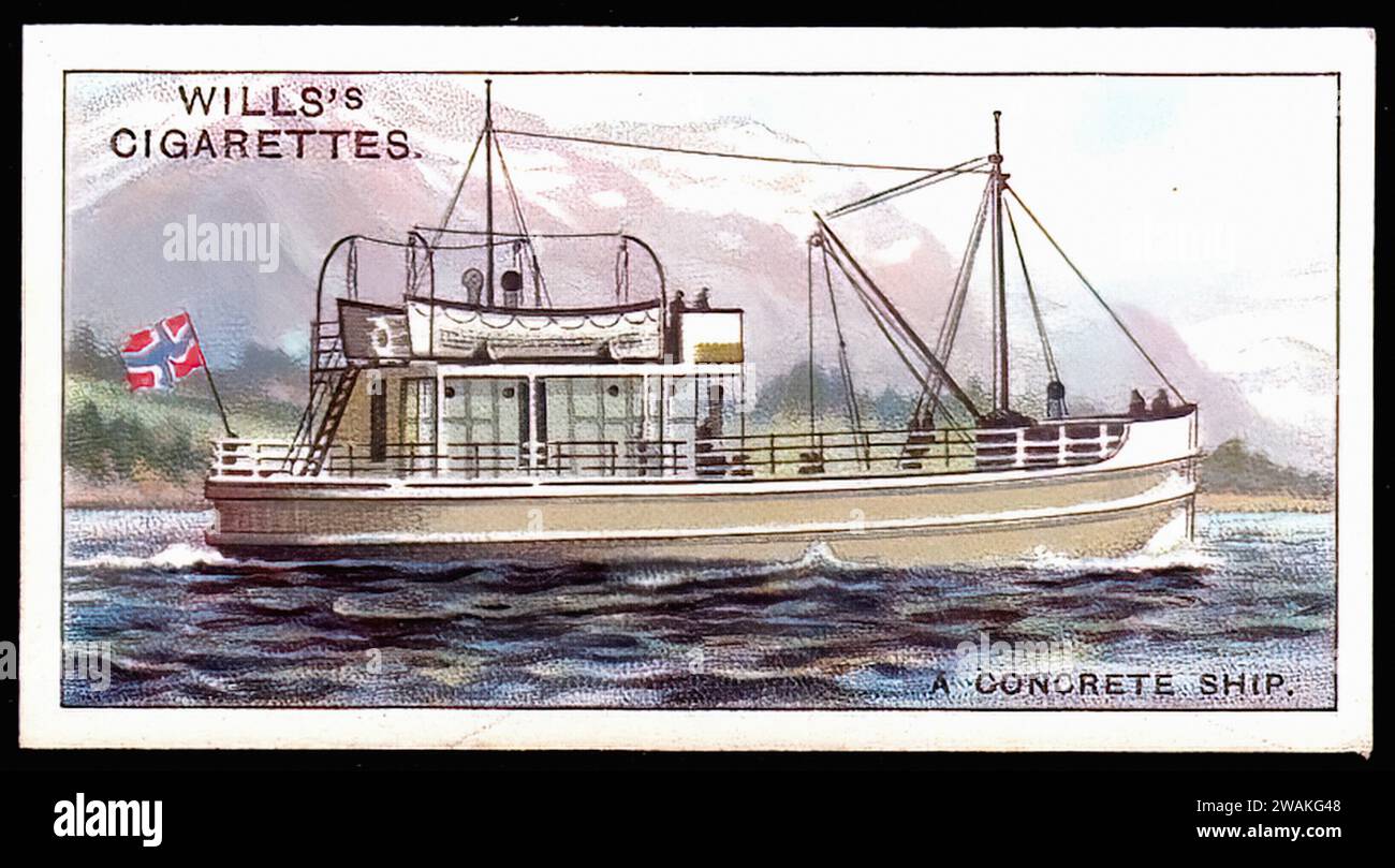 Concrete Hulled Ship - Vintage Cigarette Card Illustration Stock Photo ...