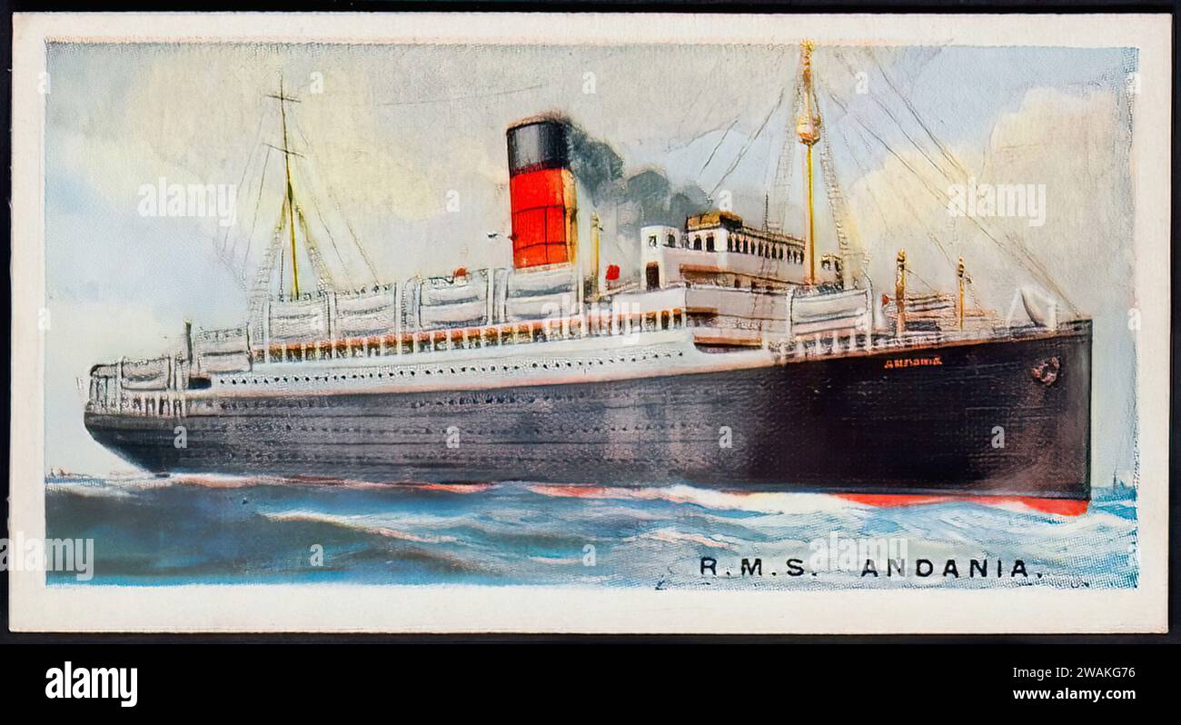 Cunard Liner, Andania - Vintage Cigarette Card Illustration Stock Photo ...
