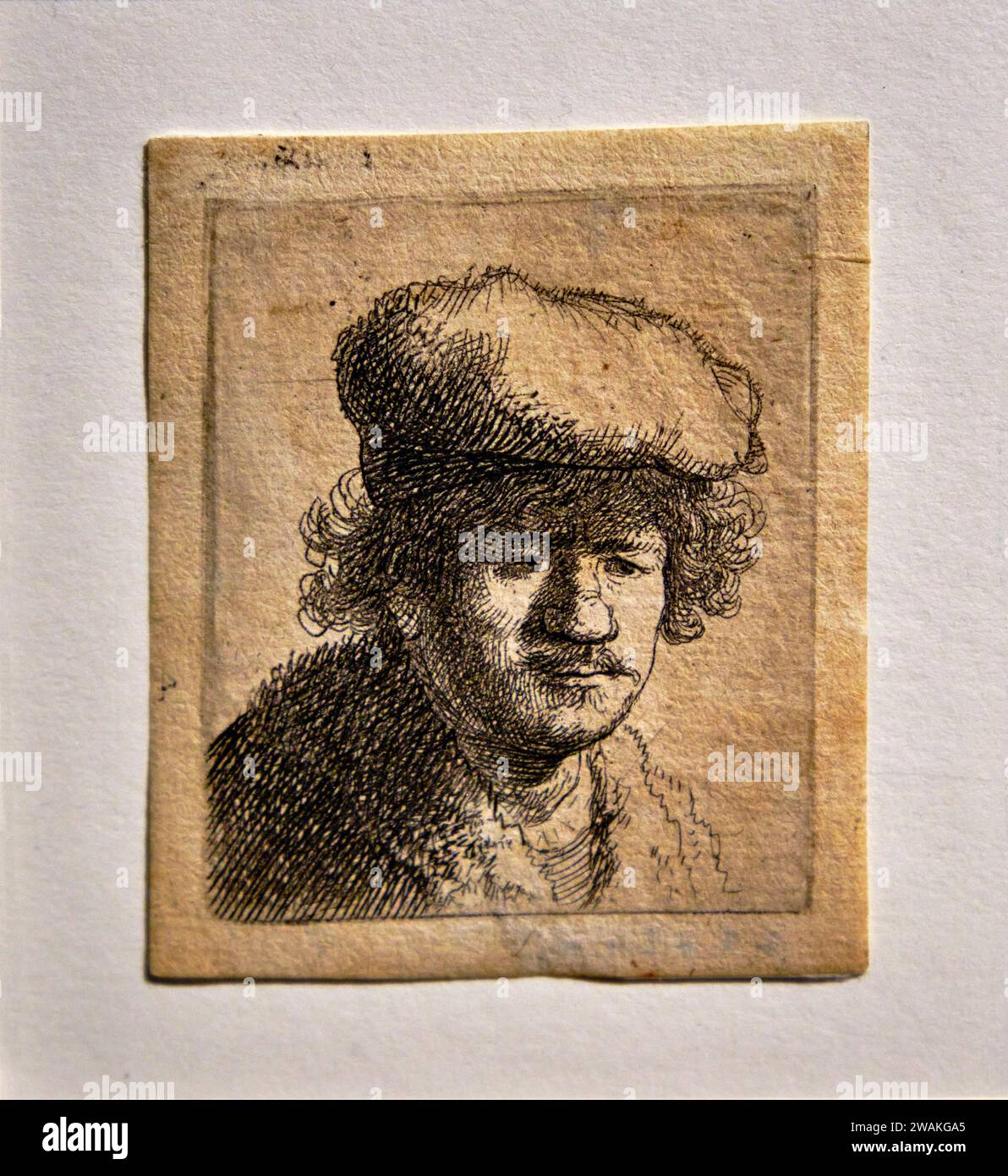 Rembrandt etching exhibition, Rembrandt with the drooping cap, 1631 ...
