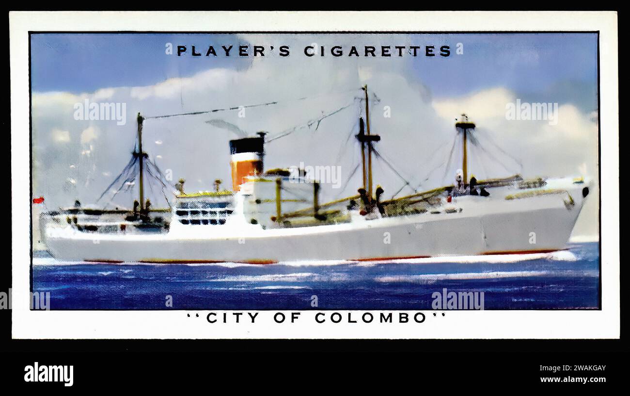 Ellerman Lines City of Colombo - Vintage Cigarette Card Illustration ...