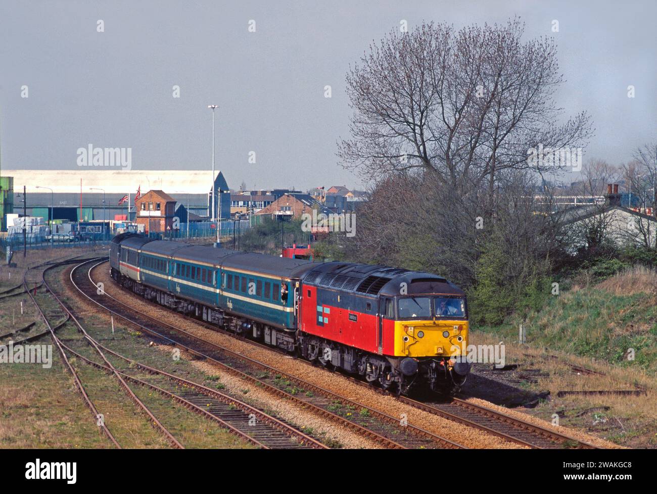 A pair of Class 47 diesel locomotives numbers 47789 top and tail with ...