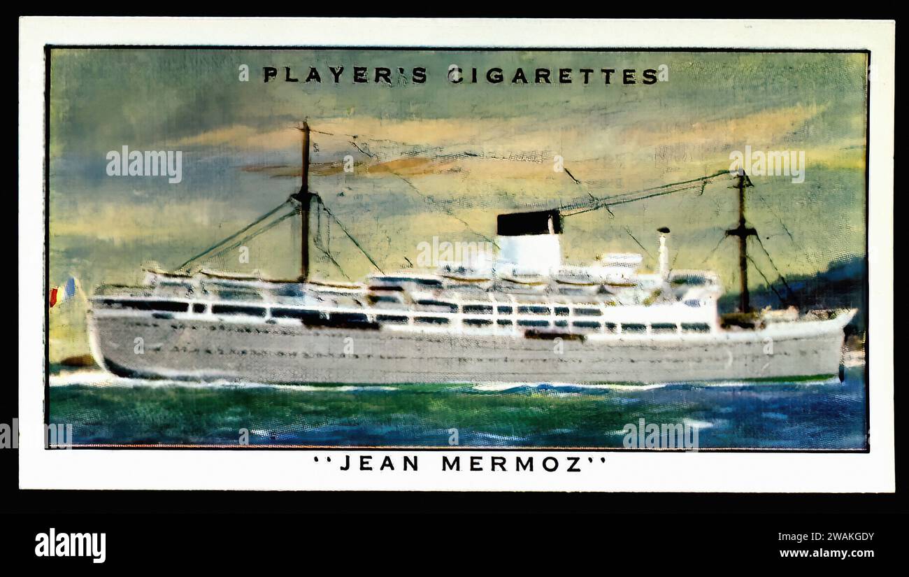 French Liner Jean Mermoz - Vintage Cigarette Card Illustration Stock ...