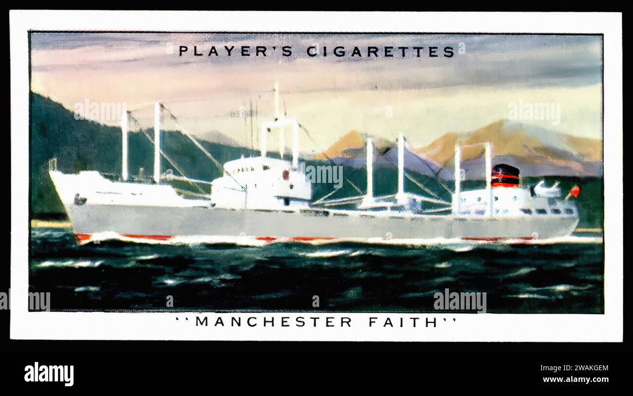 Freighter Manchester Faith - Vintage Cigarette Card Illustration Stock ...
