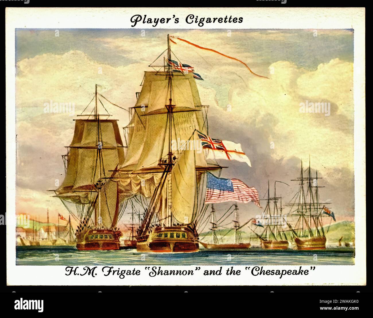 H.M. Frigate Shannon - Vintage Cigarette Card Illustration Stock Photo ...