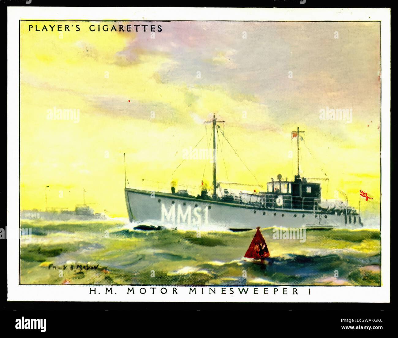 HM Motor Minesweeper 1 - Vintage Cigarette Card Illustration Stock ...