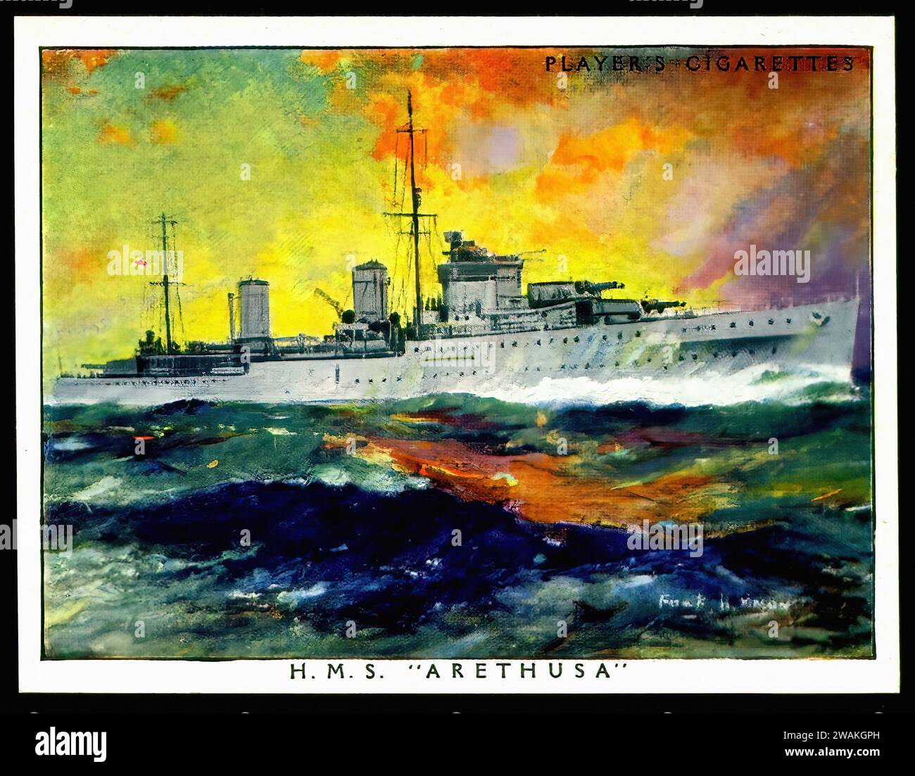 HMS Arethusa - Vintage Cigarette Card Illustration Stock Photo - Alamy