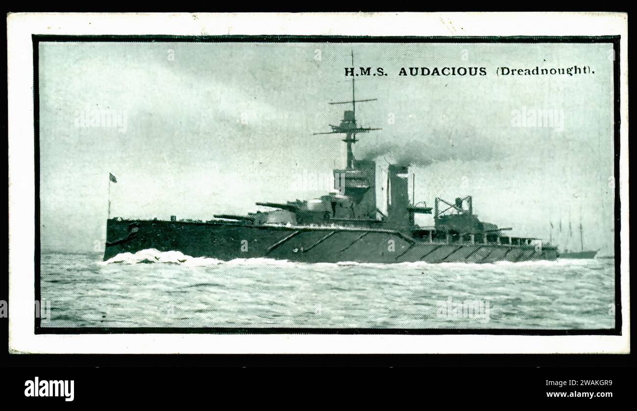 HMS Audacious - Vintage Cigarette Card Illustration Stock Photo - Alamy