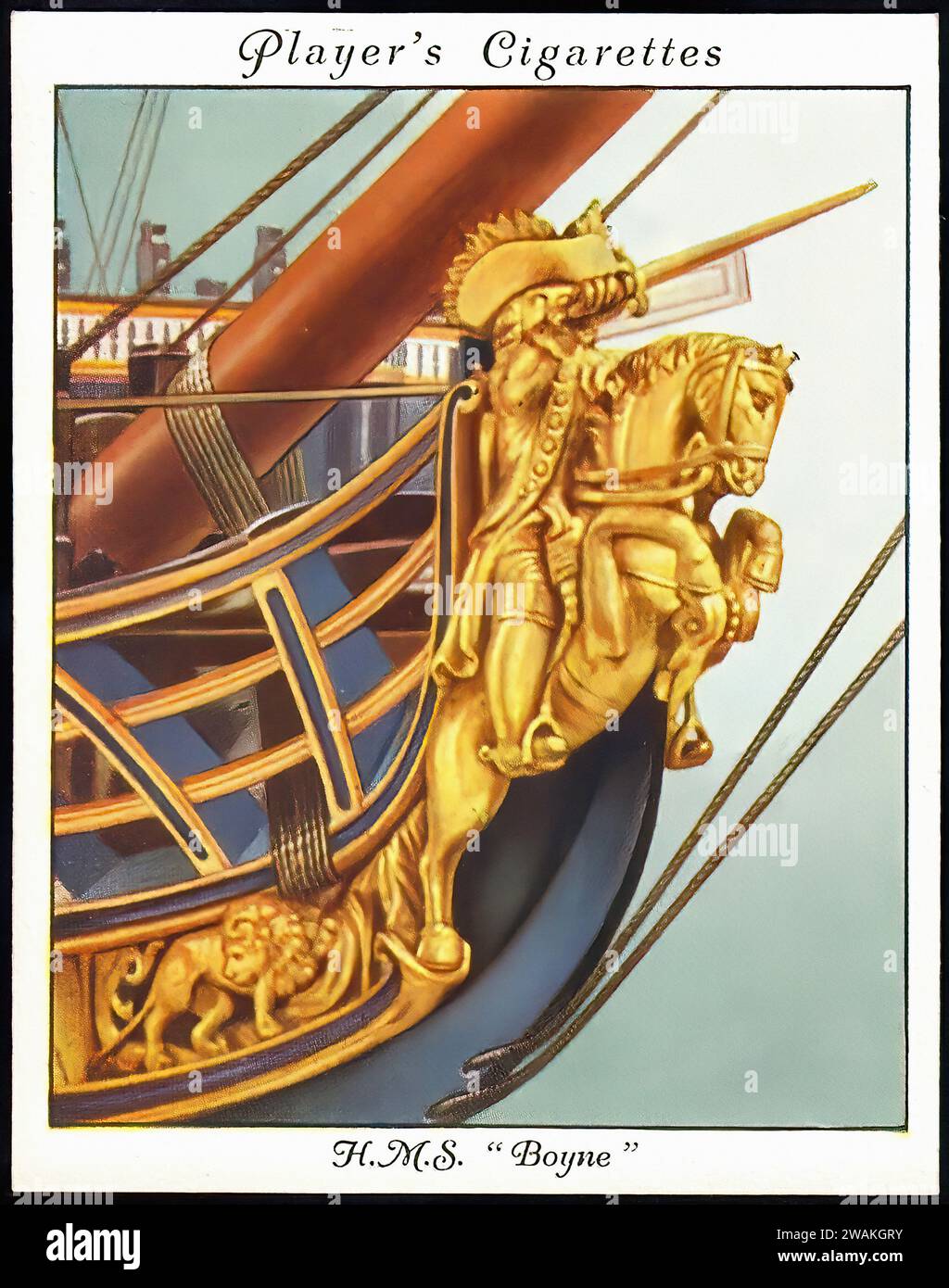 HMS Boyne - Vintage Cigarette Card Illustration Stock Photo - Alamy