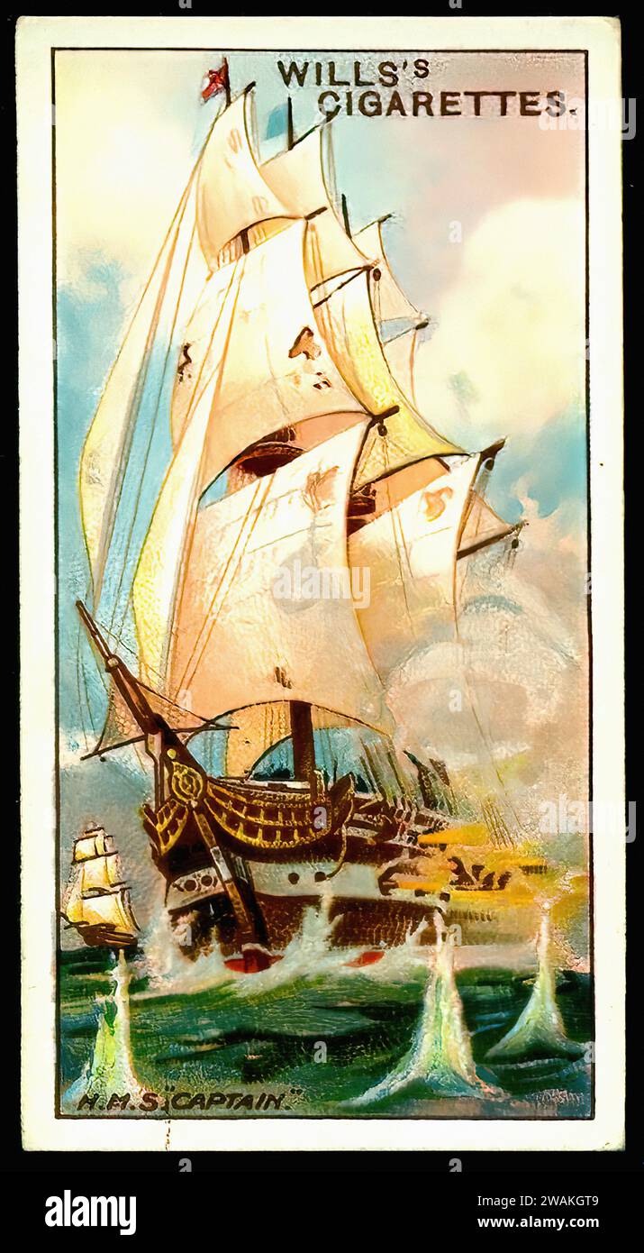 HMS Captain - Vintage Cigarette Card Illustration Stock Photo - Alamy