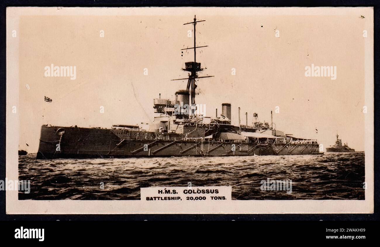 HMS Colossus - Vintage Cigarette Card Illustration Stock Photo - Alamy