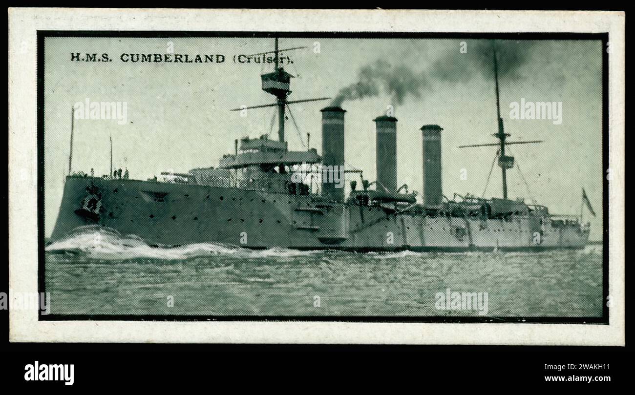 HMS Cumberland, 1915 - Vintage Cigarette Card Illustration Stock Photo ...