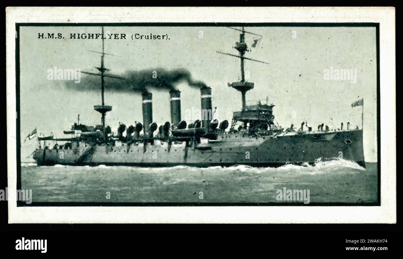 HMS Highflyer, 1915 - Vintage Cigarette Card Illustration Stock Photo ...