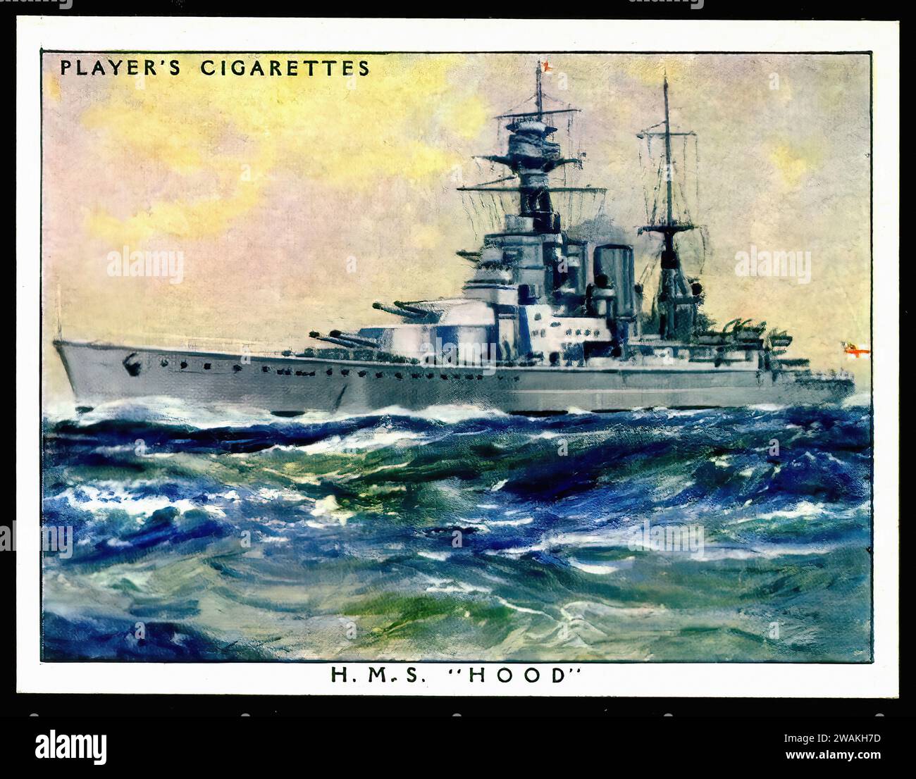 HMS Hood 00001 - Vintage Cigarette Card Illustration Stock Photo - Alamy