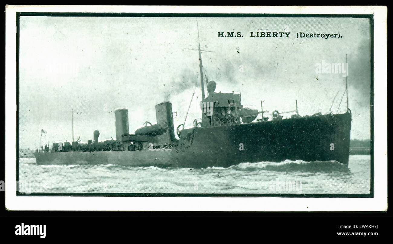 HMS Liberty - Vintage Cigarette Card Illustration Stock Photo - Alamy