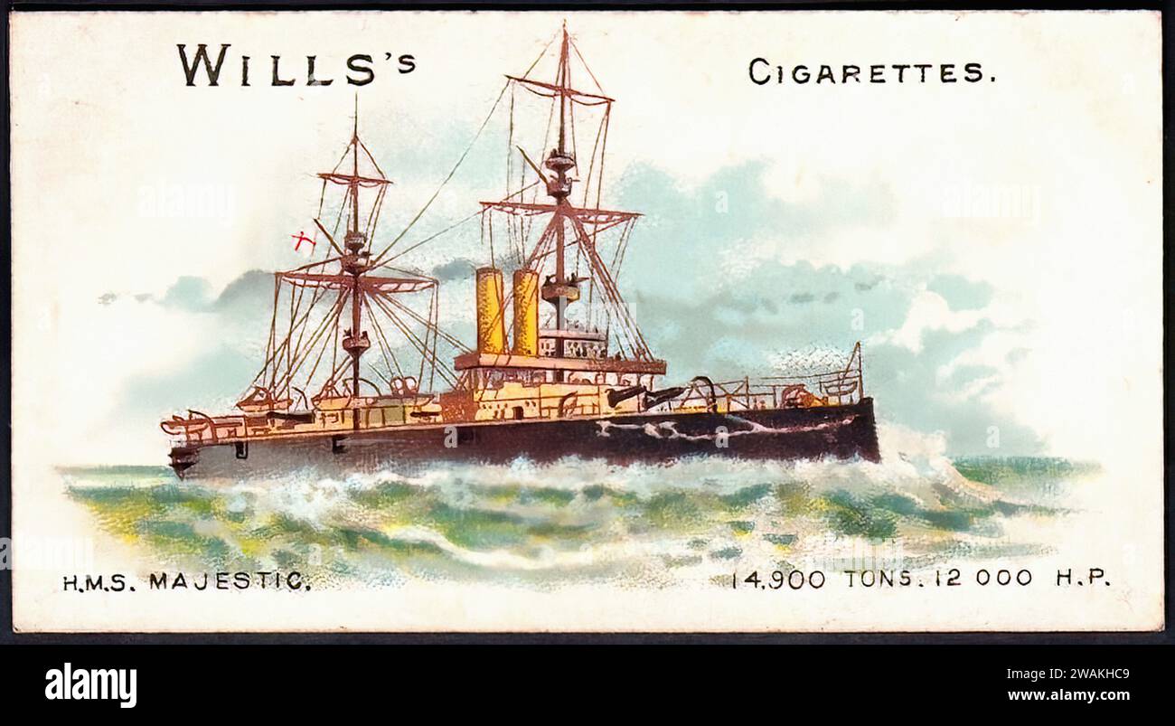 HMS Majestic 00001 - Vintage Cigarette Card Illustration Stock Photo ...
